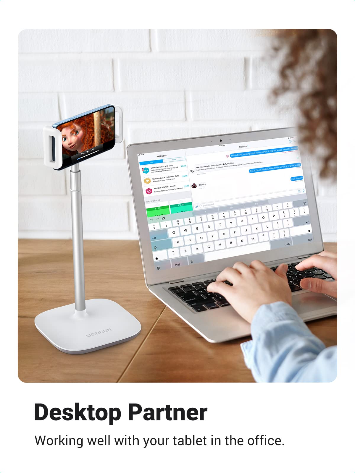 UGREEN Tablet Stand Holder for Desk Height Adjustable Stand Aluminum Alloy Cradle Desktop Tablet Mount Dock Compatible with iPad Pro 12.9, iPad Air Mini 5 4 3, E-Book Reader