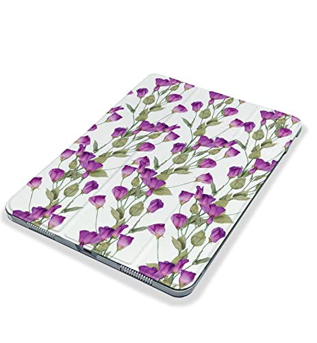 Cute Purple Flowers Kawaii case Compatible with iPad Mini Air Pro 7.9 8.3 9.7 10.2 10.9 11 12.9 inch Pattern Cover New 2022 2021 Trifold Stand 3 4 5 6 7 8 9 Generation 527 (9.7" 5/6 gen)