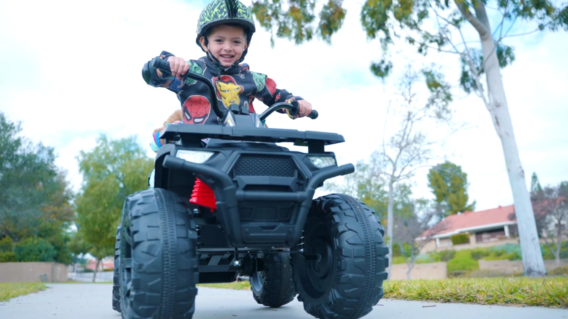 24V Kids Electric ATV Car, 2-Seater, 200W Engine, 9AH Battery, LED Lights, Music, Spring Suspension - For Boys & Girls