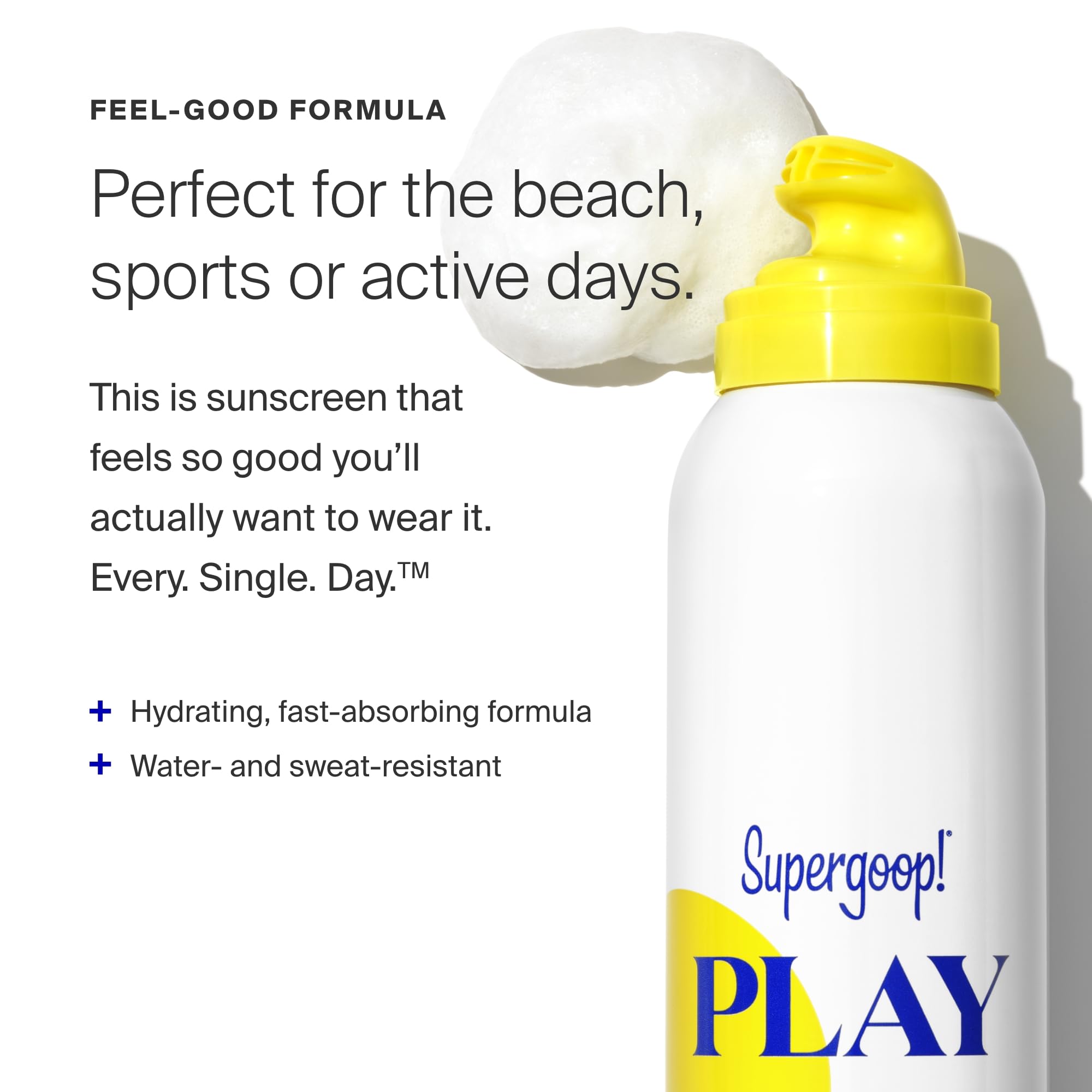 Supergoop! PLAY Body Mousse SPF 50 with Blue Sea Kale - 6.5 oz - Broad Spectrum Whipped Sunscreen for Sensitive Skin - Fun to Apply - Great for Active Days