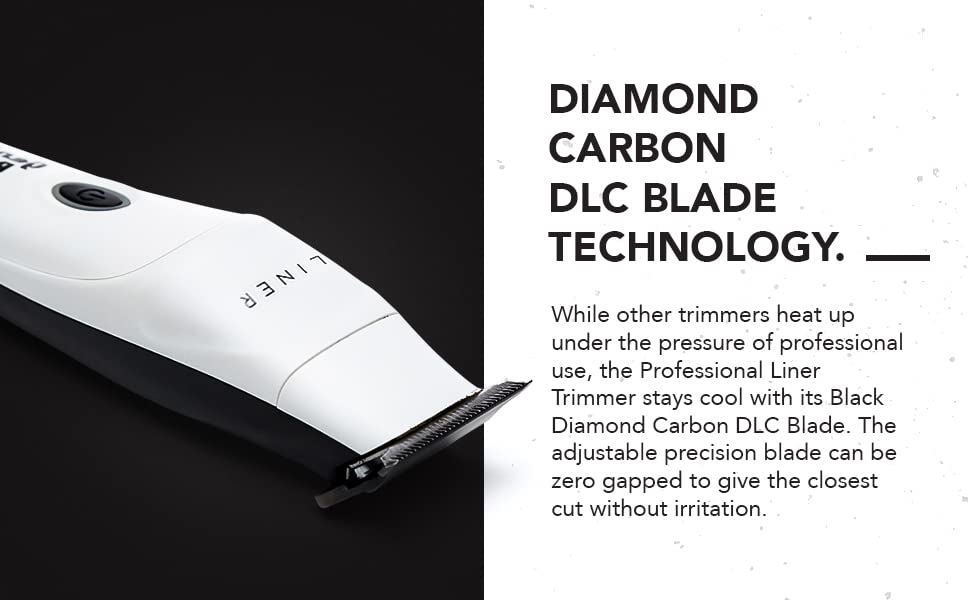 Gentlemen Republic Liner Professional Trimmer - 120 Minutes Runtime, Magnetic Linear Motor, Cordless Quiet Hair Trimmer for Barbers and Stylists with Black Diamond Carbon DLC Blade, White