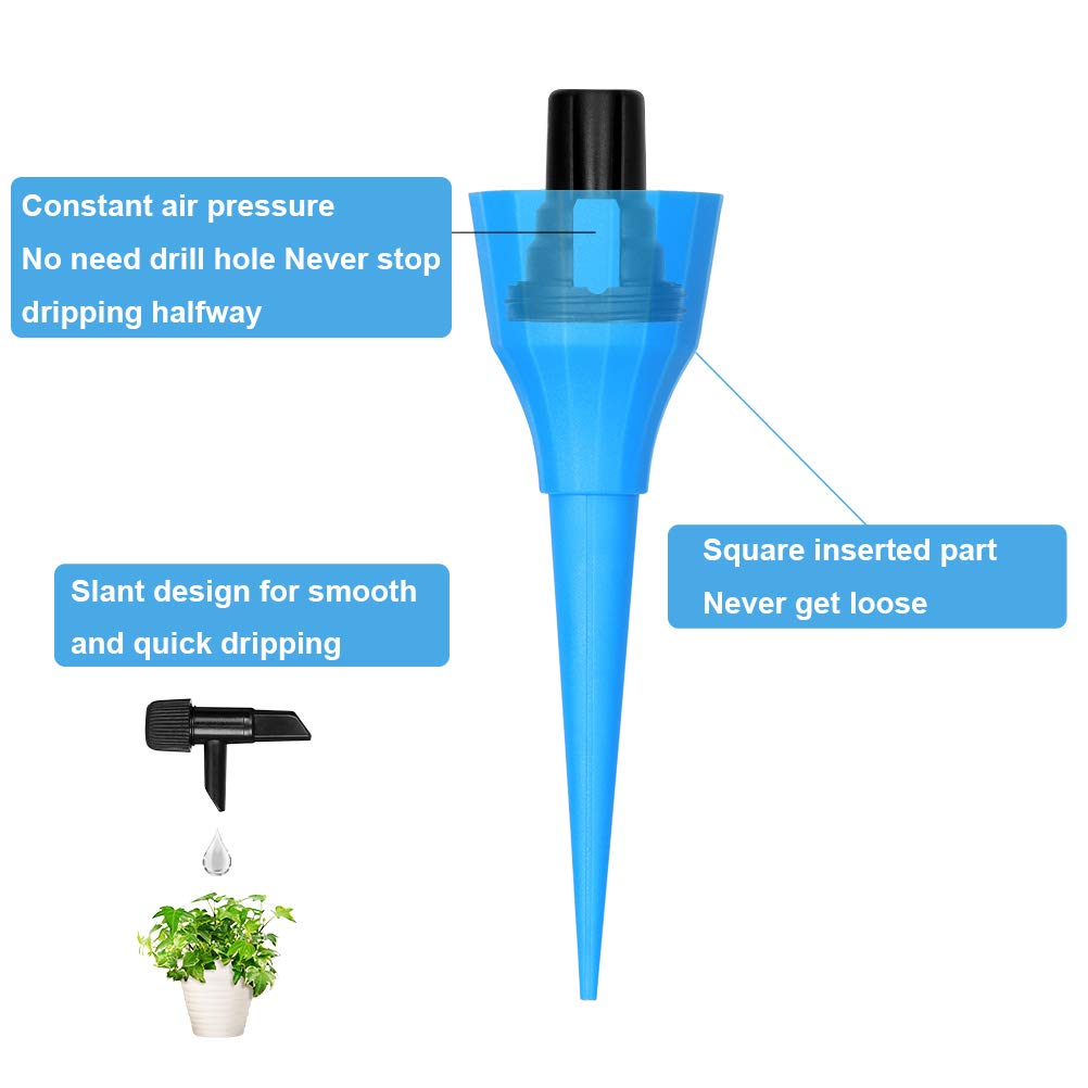 Emoly Upgraded 12 Pack Self Plant Watering Spikes with Adjustable Water Flow, Plant Waterer for Indoor Outdoor, Automatic Watering Spikes for Potted Plants