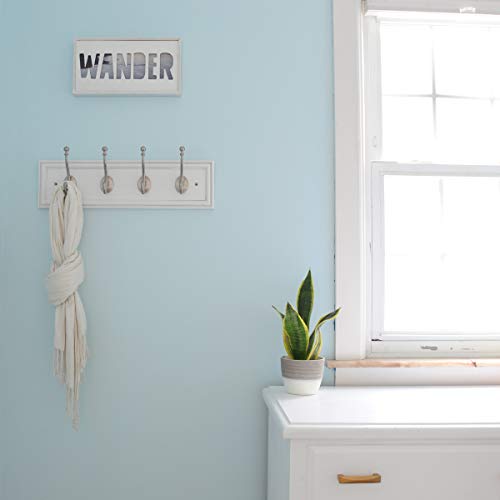 Hickory Hardware Cottage Collection Coat Rack/Hook Rail 4 Coat and Hat Hooks 20 Inch Long White with Satin Nickel Finish