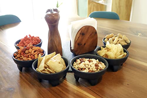 6 Pack Salsa Black Molcajete, Mexico Serving Dish, Chips, Sauce Cup, Side Dish, Snack, Dip, Nuts Candy for Taco Fiesta, Perfect for Parties, Events, or Any Use! (Black, 6 Pack)