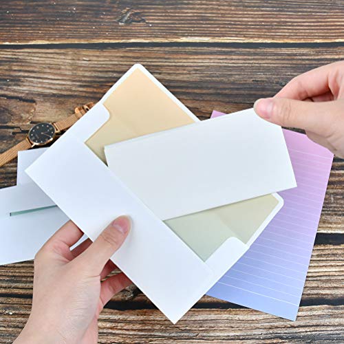 QLOUNI 72 Pack Colorful Stationery Paper, Stationery Paper and Envelopes Set - (48 Stationery Paper + 24 Envelopes) Letter Set for Writing Poems Lyrics Wedding Invitations