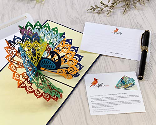 CUTPOPUP Mother's Day Card Pop Up, Birthday 3D Greeting Card (Peacock)