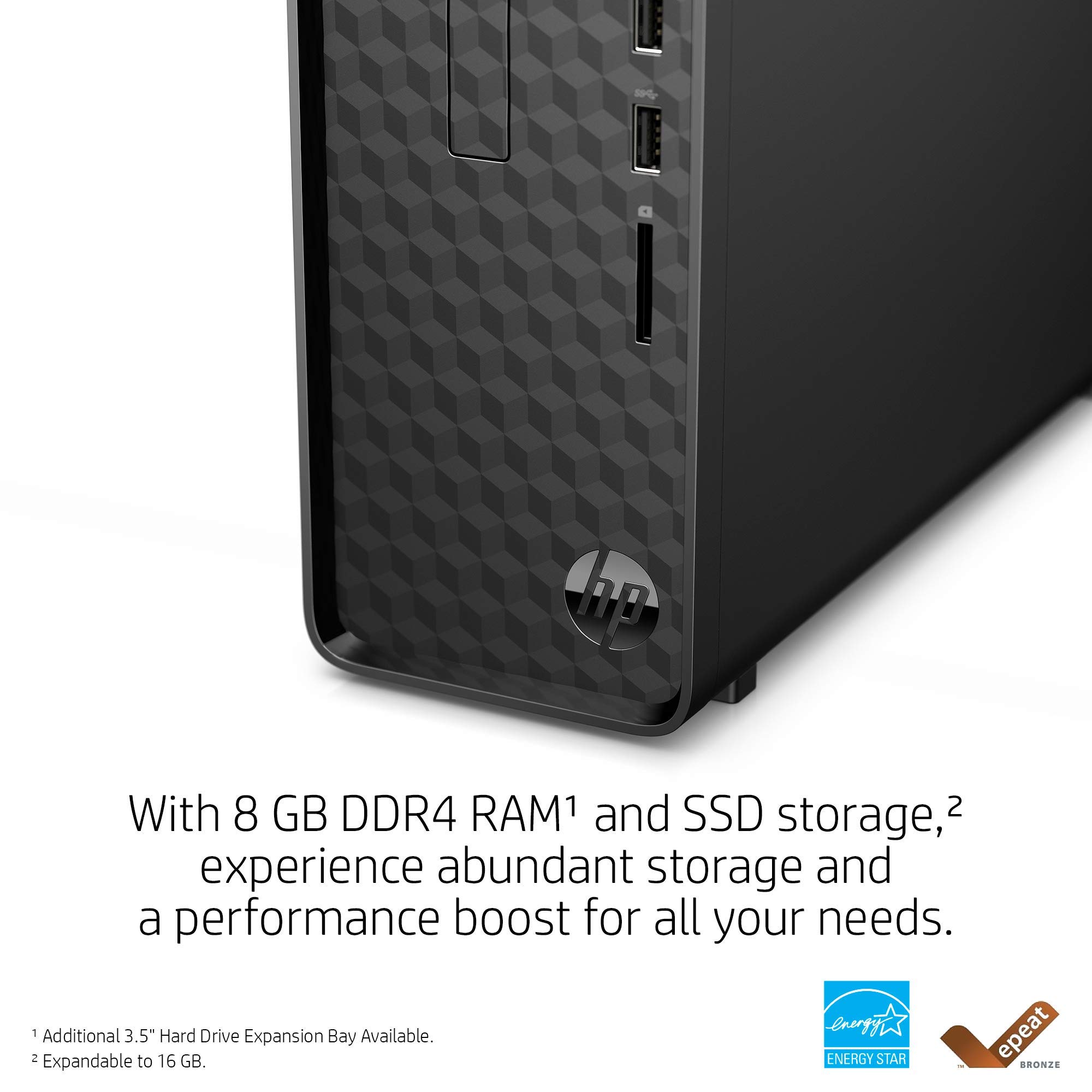 HP Slim Desktop, AMD Athlon Gold 3150U, 8GB RAM, 256 GB SSD, Windows 10 (S01-aF0020, Black) (Renewed)