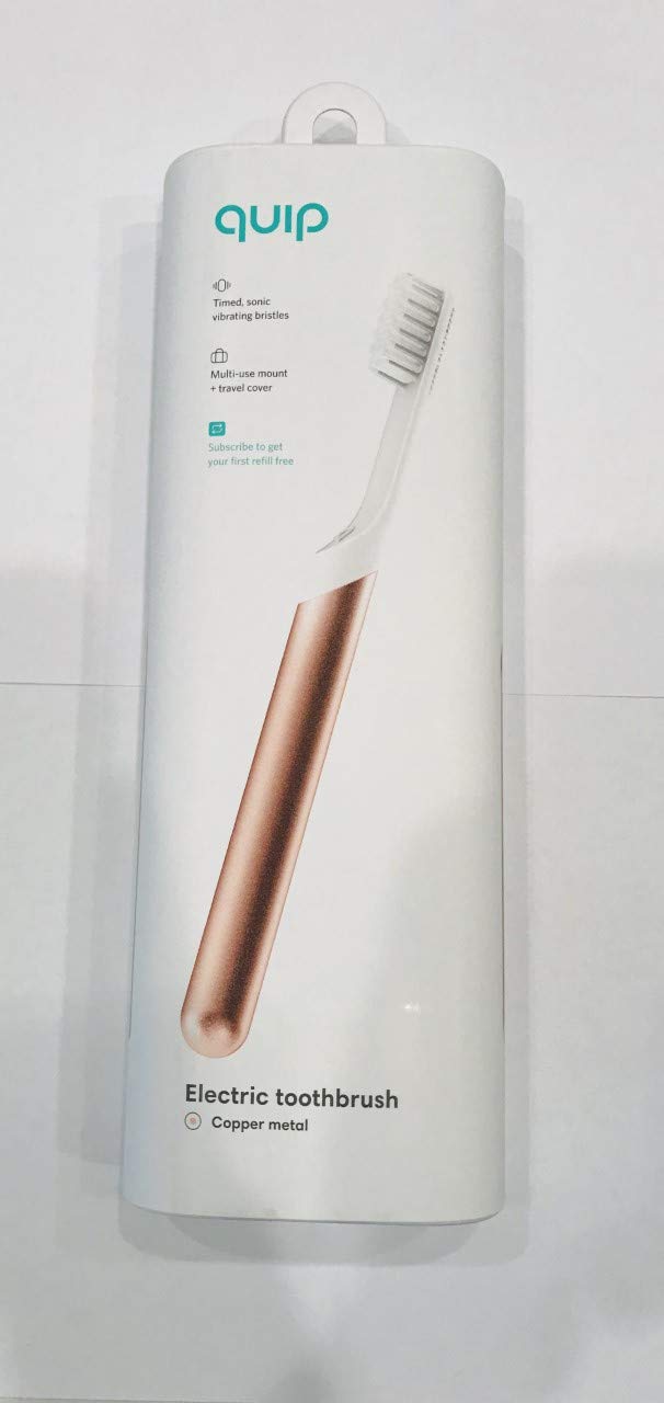 Quip Electric Toothbrush - Copper Metal - Electric Brush and Travel Cover Mount (New Edition)