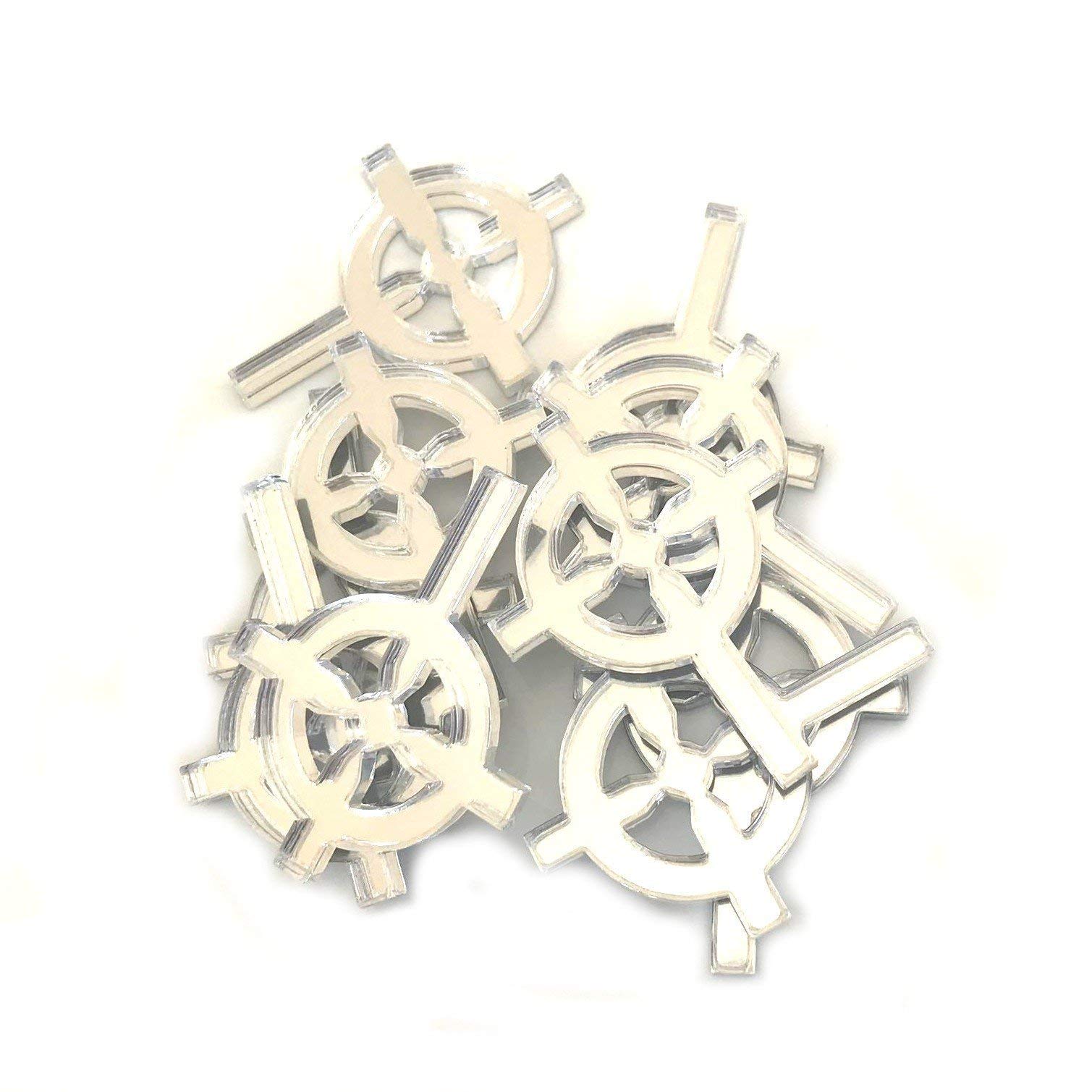 Super Cool Creations Gothic Cross Shaped Crafting Mirrors, Set of 10, Many Colours, Shatterproof Acrylic, Blue Mirror, Pack of 10 x 3cm
