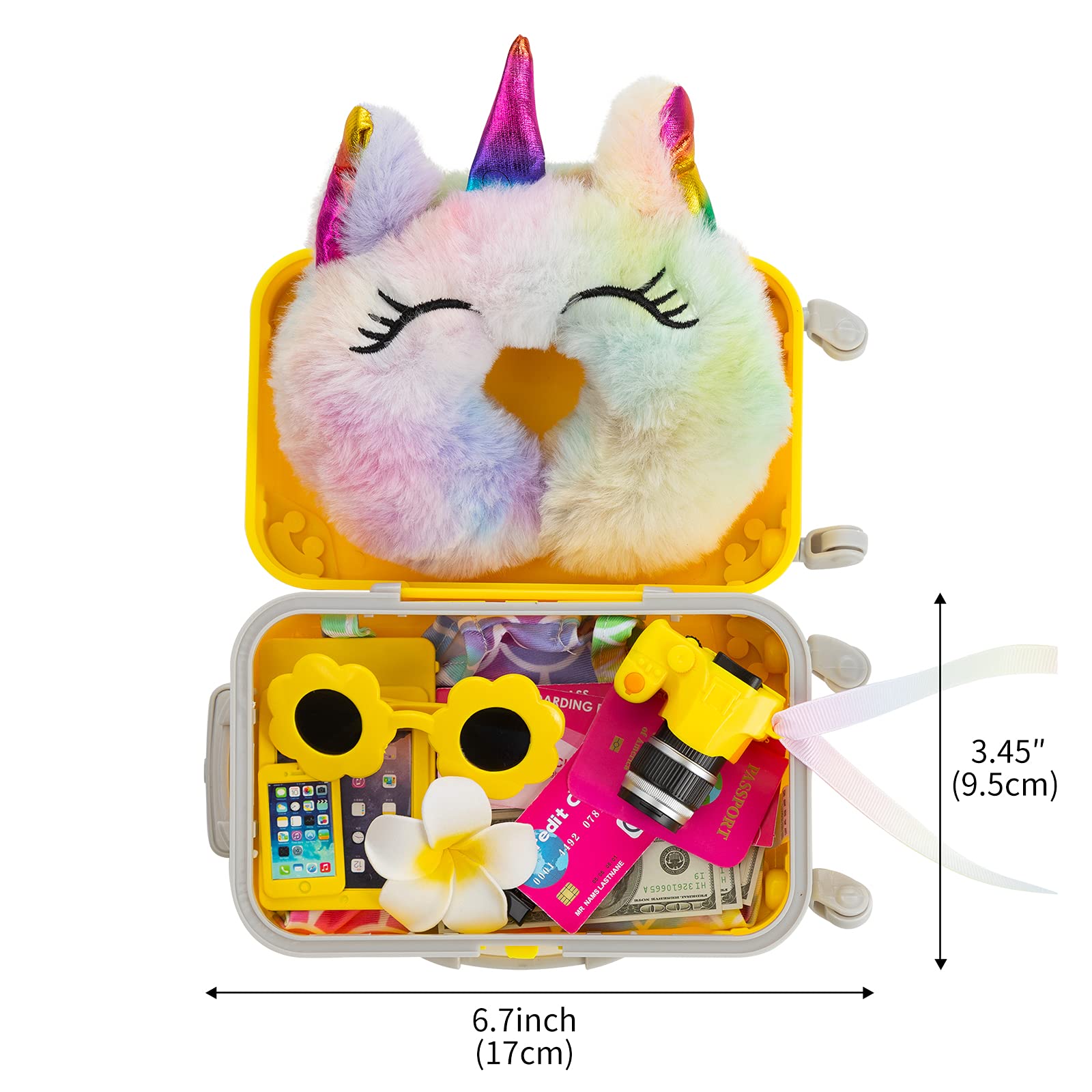 BDDOLL 18 Inch Doll Clothes and Accessories Dolls Travel Suitcase Luggage Play Set for 18 Inch Girl Doll Including Sunglasses Camera Computer Phone Ipad