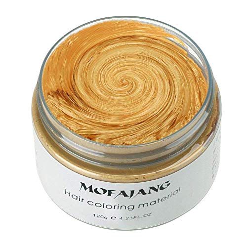 MOFAJANG Unisex Hair Wax Color Dye Styling Cream Mud, Natural Hairstyle Pomade, Washable Temporary,Party Cosplay (Gold)