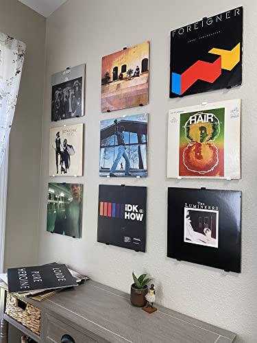 3D Lasers Lab Minimalist Vinyl Record Album Wall Mount Display- 6 Pack | No Wall Damage so Perfect for Apartments, Dorms, & Office | Your Favorite Holder for Your 7-12 inch LPs… (Black, 6-Record)