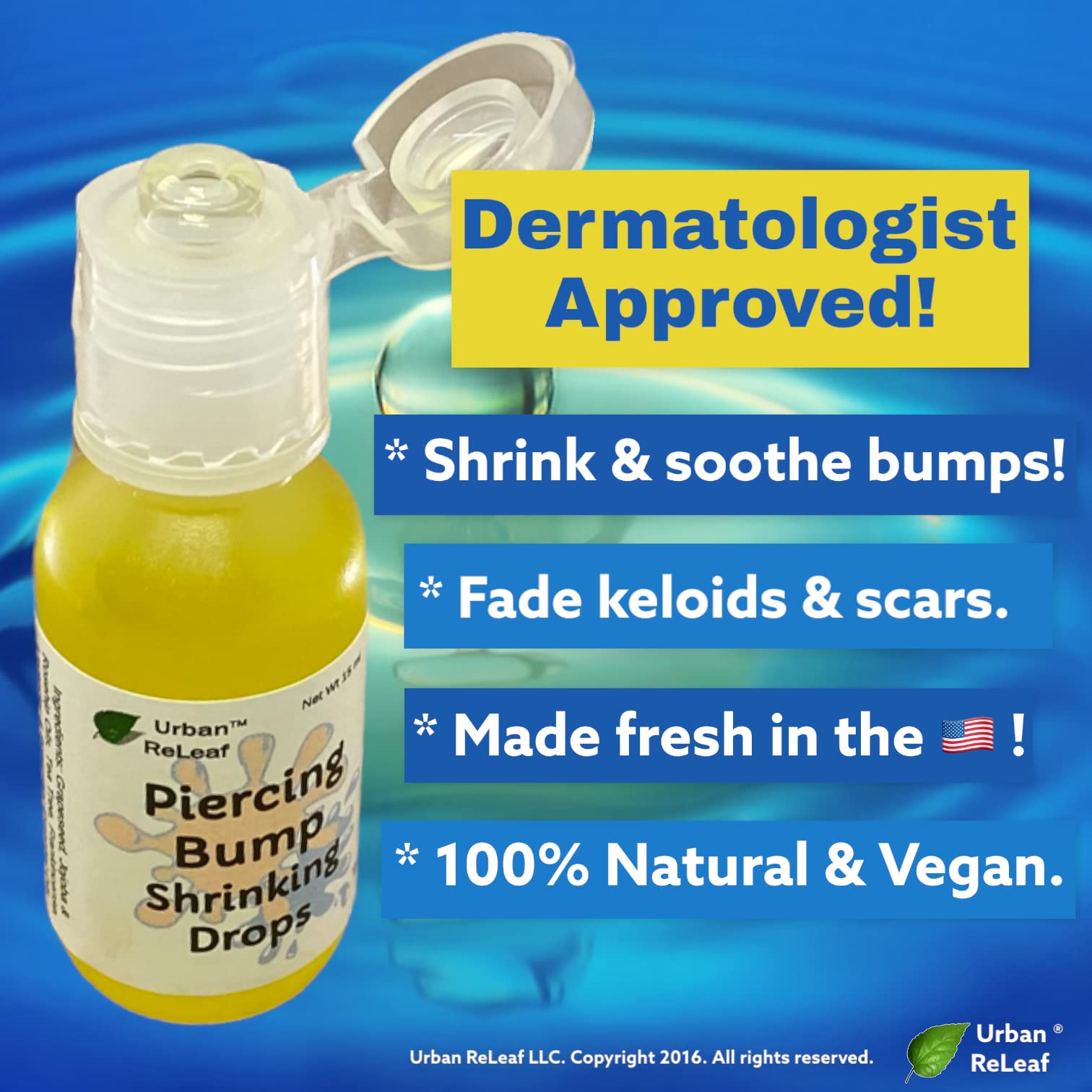Urban ReLeaf Piercing Bump Shrinking Drops! Keloid Bumps Gentle Effective Aftercare Solution. Natural Essential Oils. Fast Removal Help for Scars Nodules Cartilage Nose Ear Spots. Clean Soothe