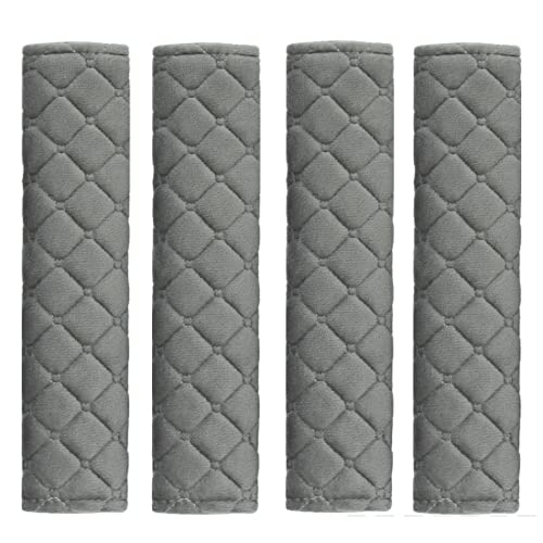 MIRKOO Car Seat Belt Cover Pad, 4-Pack Soft Car Safety Seat Belt Strap Shoulder Pad for Adults and Children, Suitable for Car Seat Belt, Backpack, Shoulder Bag, Laptop Computer Bag(4-Gray)