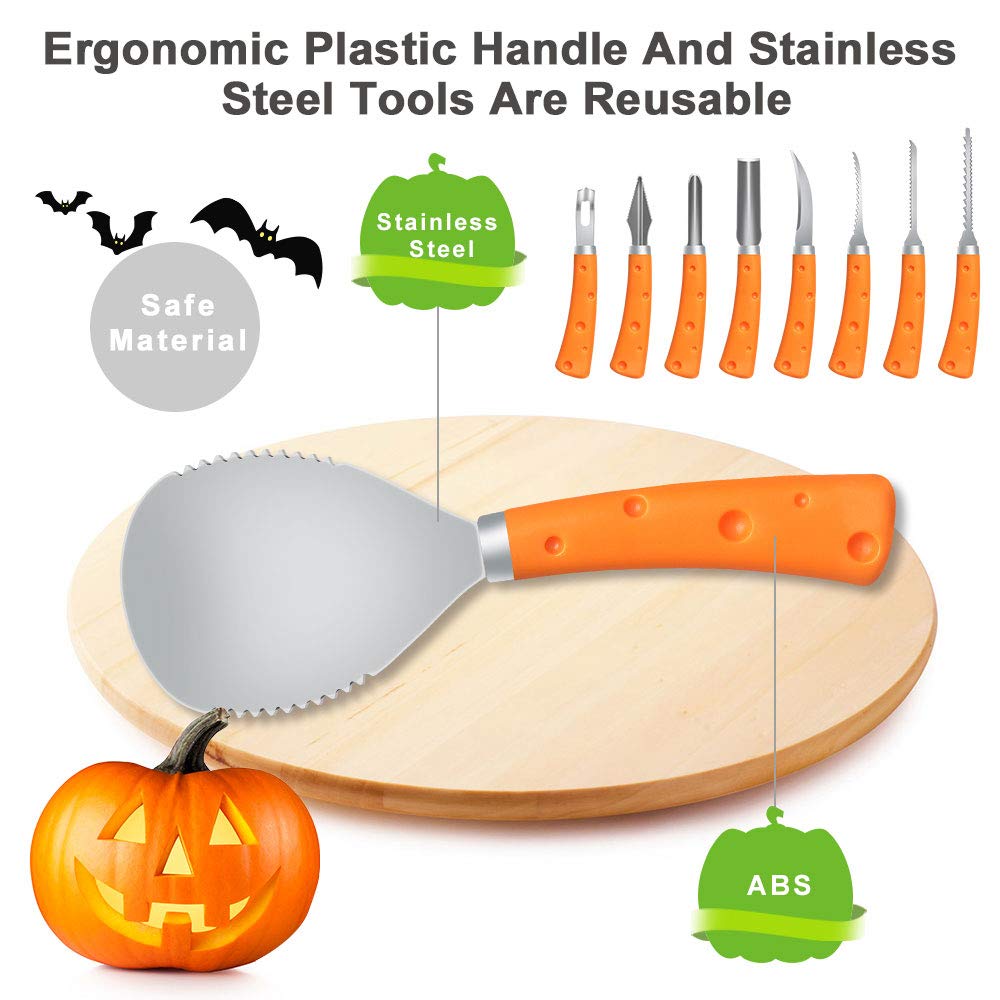 Pumpkin Carving Kit, Halloween Pumpkin Carver Tools, 9 PCS Stainless Steel Pumpkin Cutting Tools with Carrying Case for Kids, Halloween Decoration Jack-O-Lanterns
