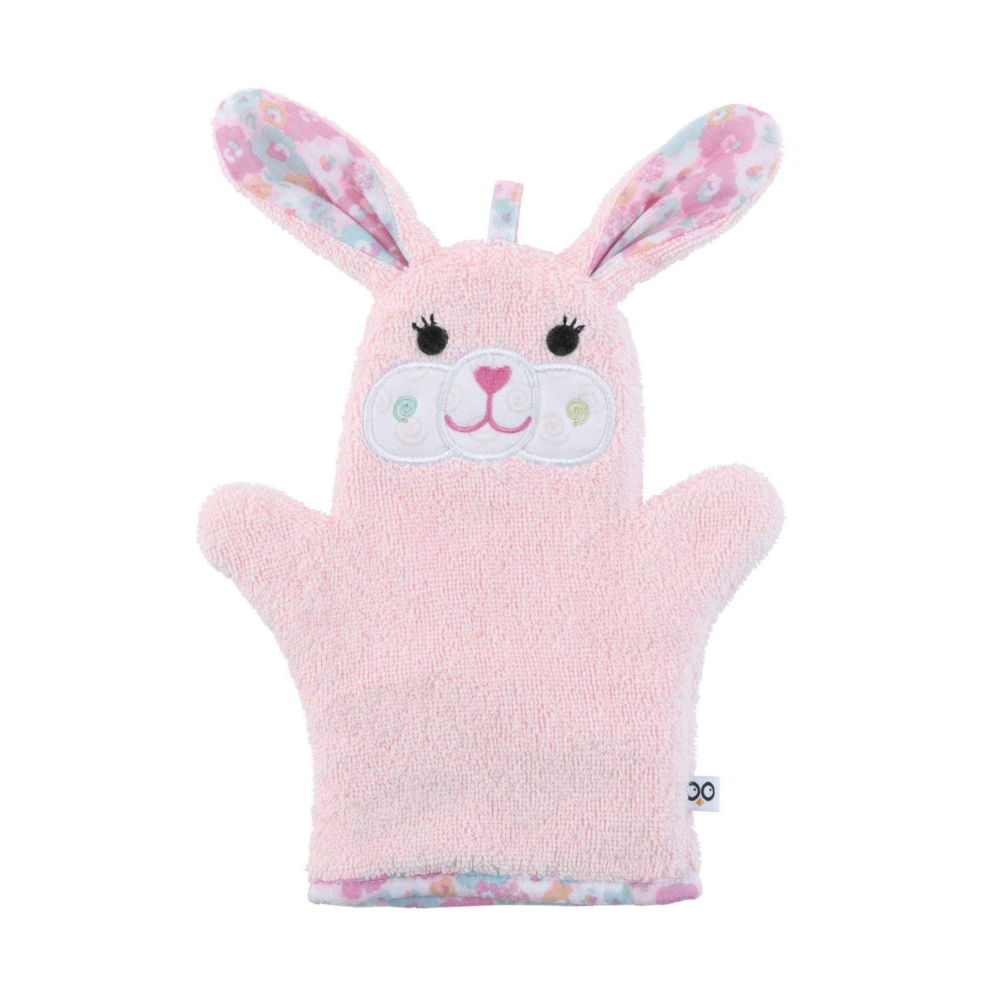 ZOOCCHINI Baby Bath Mitt - Ultra-Soft Washcloth Glove, 100% Cotton Snow Terry, Designed in The USA 1 Mitt/Pack (Beatrice The Bunny)