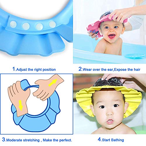 Shower Cap for Kids, Baby Shower Cap, Bathing Protection Cap for Kids, Thickening Baby Shower Head for Bath, Adjustable Shampoo Hat for Toddler Children (Pink)