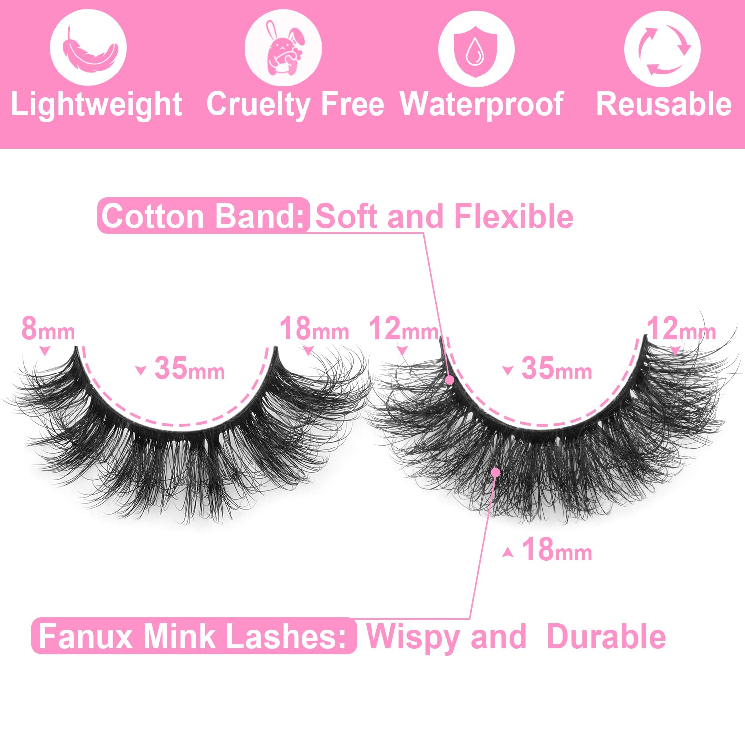 3D mink Lashes 2 Style Russian Lashes Extension 14 Pairs Wispy False Eyelashes Natural Look Kiromiro Strip Eyelashes Pack