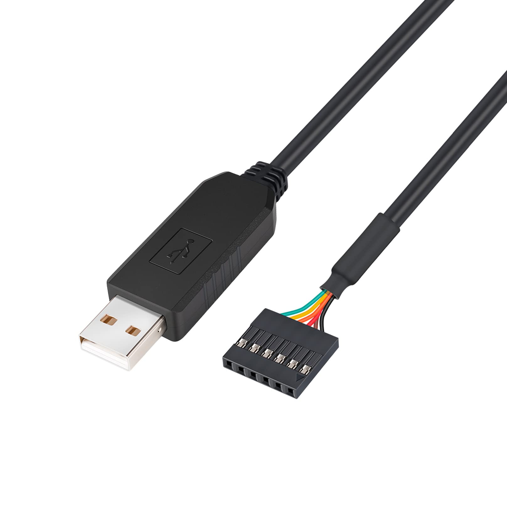 DTech USB to TTL Serial 5V Adapter Cable with FTDI FT232RL Chip 6 Pin 0.1 inch Pitch Female Socket Header UART IC Windows 11 10 8 7 Linux MAC OS (6ft, Black)