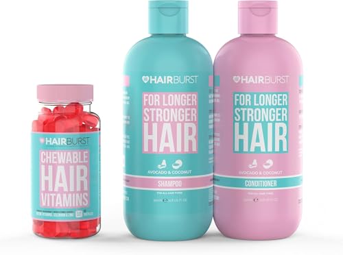 HAIRBURST Shampoo, Conditioner & Chewable Vitamin Bundle All Natural Hair Growth For Longer, Stronger Hair