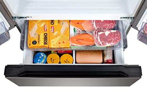 Hamilton Beach HBF1662 French Door Full Size Counter Depth Refrigerator with Freezer Drawer, 16.6 cu ft, Stainless
