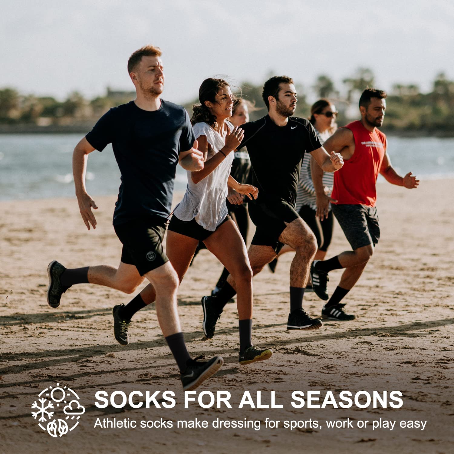 5 Pack Mens Athletic Crew Socks Comfort Fit Quick Dry for Running Working Cycling Training Black 9-12(L)