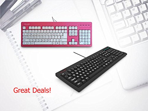 vitalASC New 104-Key Large Print USB Wired 7ft, Spill-Resistant, Sleek Black, Durable Keyboard for Laptop, Mac, TV, and Computer (Black)