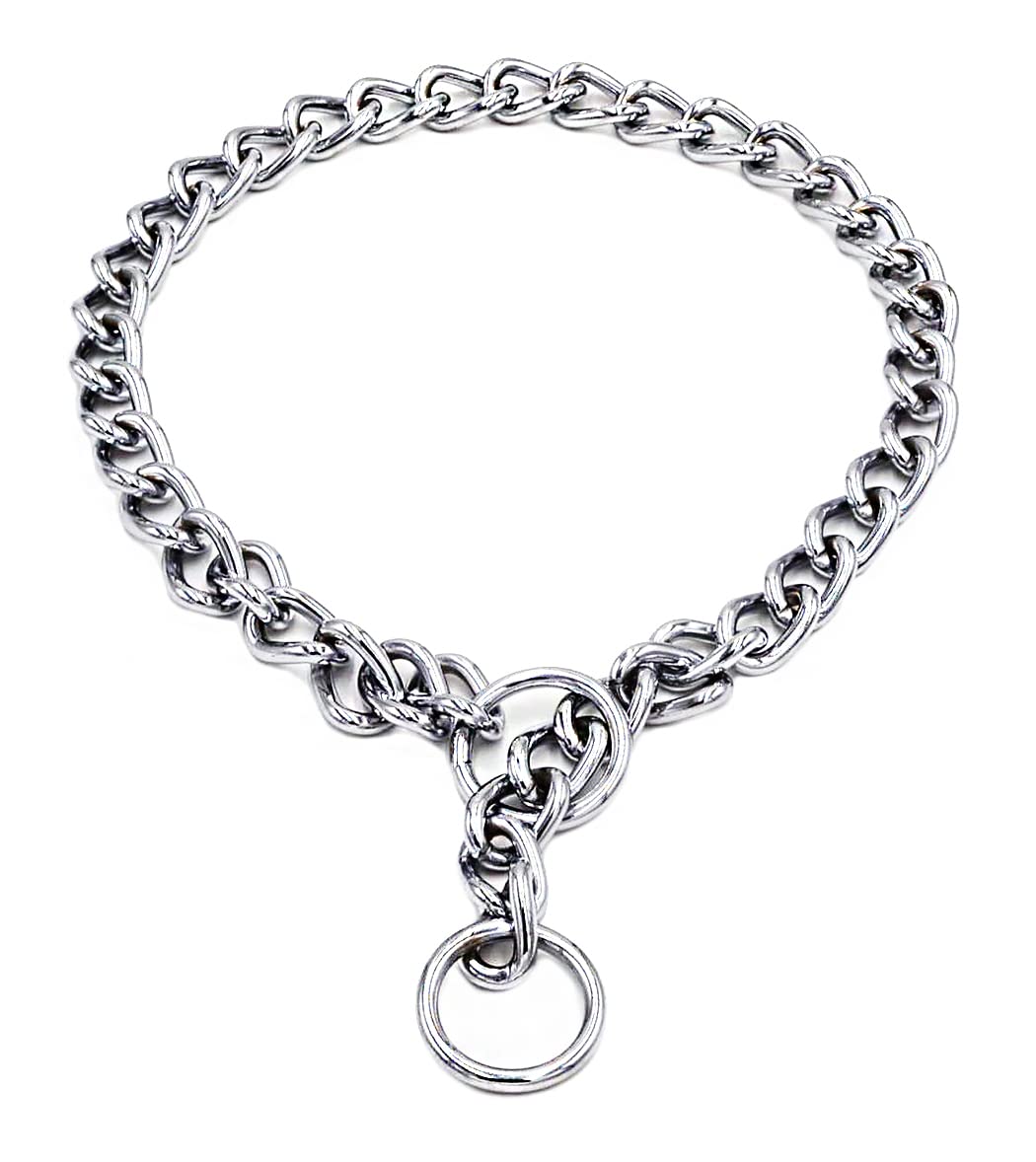 Dog Choke Collar Slip P Chain - Heavy Chain Dog Titan Training Choke Collars - Adjustable Stainless Steel Chain Dog Collars Covered with Galvanic Plating - for Small Medium Large Dogs