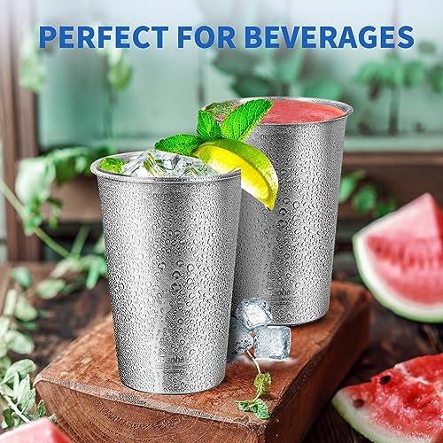 Siugohaus Premium Stainless Steel Cups 10oz Pint Cup Tumbler (4 Pack) Premium Metal Cups - Stackable Durable Cup