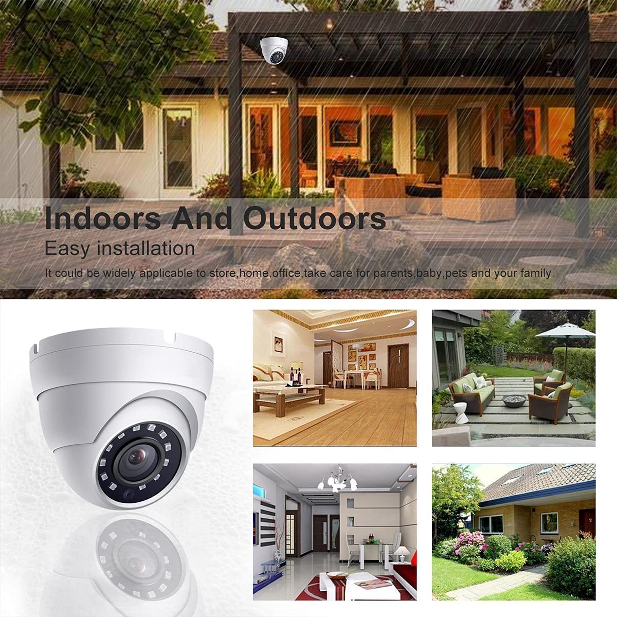 5MP PoE IP Fisheye 180° Panoramic Ultra Wide Viewing Angle Dome Security Camera, 30ft IR Night Vision, H.265 IP66 Waterproof Built-in Micphone, Compatible with Hikvision Uniview NVR and Blue Iris
