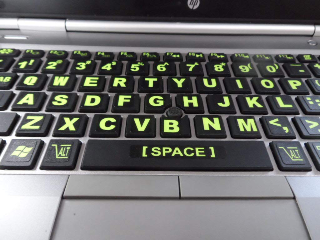 Keyboard Stickers with Big Luminescent Extra Large Symbols. 200 Inlay Set. 3 Yr. Warranty. Will Not Wear or Fade. U.S. English Laptop & PC. Also Includes Pocket/Purse Magnifier, USB LED & Tweesers.