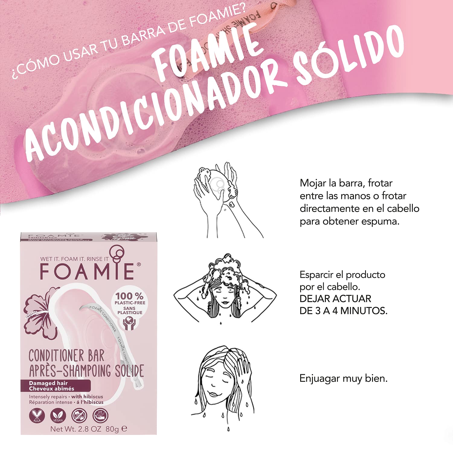 Foamie Hair Conditioner Bar for Damaged Hair, Plastic Free, 80g