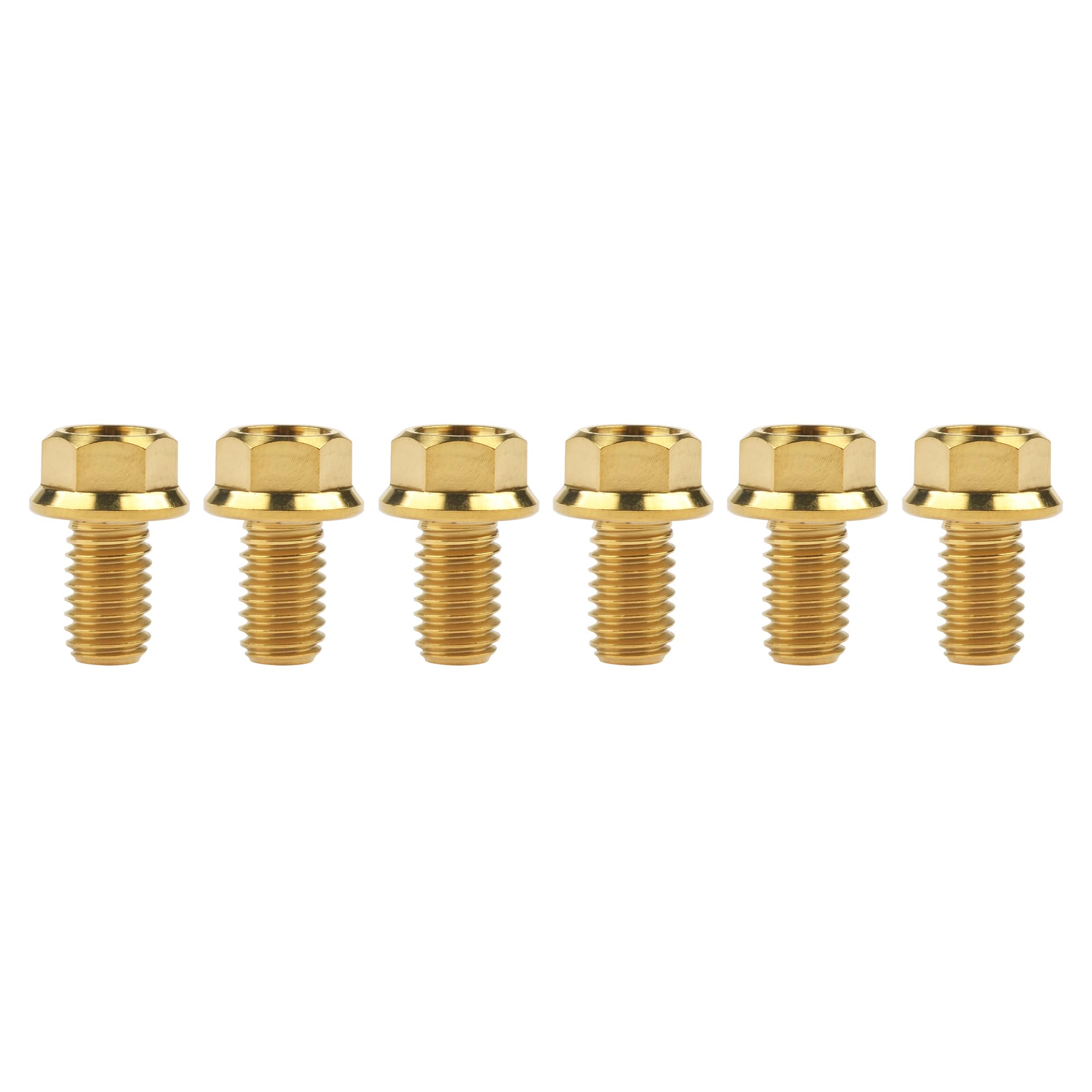 Yaruijia Titanium Bolt M8x15 20 25 30 35 40 45 50 55 60 65mm Small Flange Hex Head Screws for Motorcycles Parts Pitch 1.25mm Pack of 6 (M8x15mm, Gold)