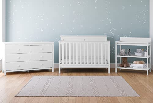 Storkcraft Alpine 5-in-1 Convertible Crib (White) β GREENGUARD Gold Certified, Converts to Toddler Bed and Full-Size Bed, Fits Standard Full-Size Crib Mattress, Adjustable Mattress Support Base