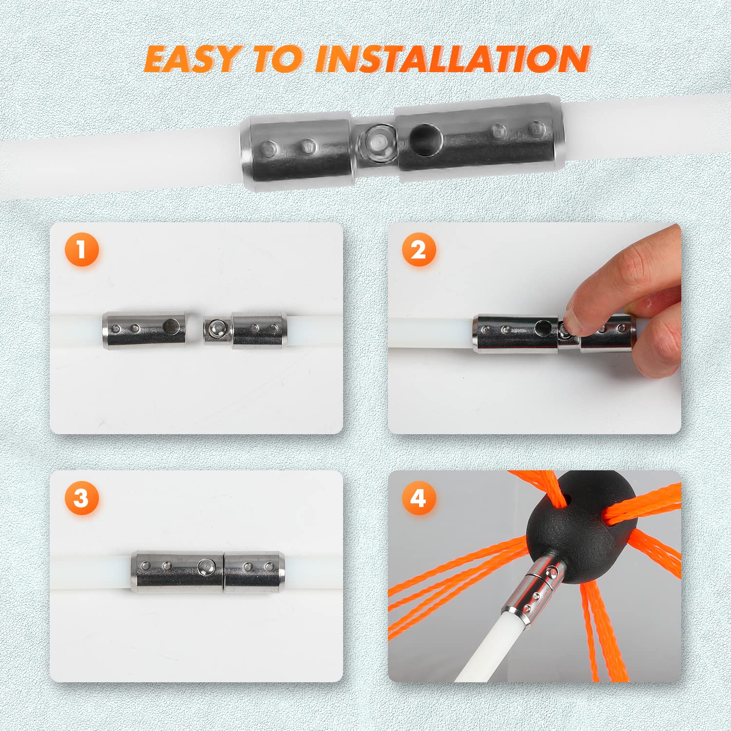 CLLVGOKD Chimney Sweep Kit 30 FT Chrome Button Locking System Chimney Cleaning kit with 9 Reinforced Nylon Flexible Rods Snap Locking 45 Degree Angle Driven by Drill for Fireplace Flue Home Use