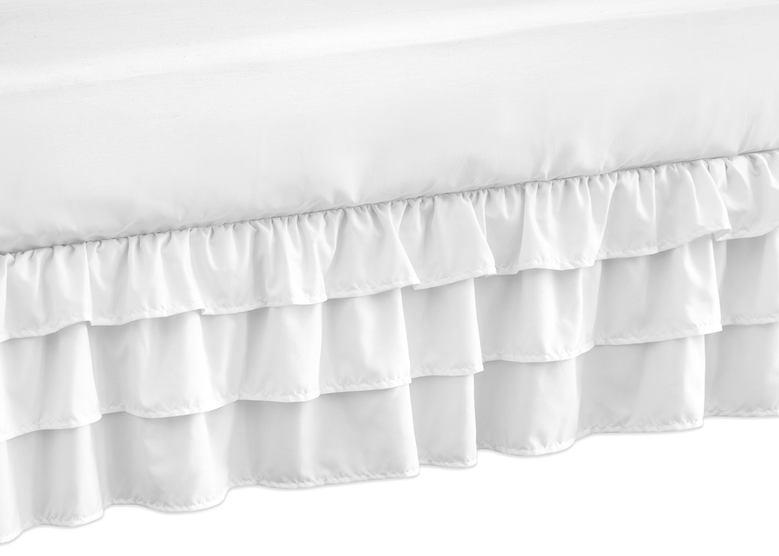 Solid Color White Shabby Chic Girl Ruffled Crib Bed Skirt Dust Ruffle for Harper Collection by Sweet Jojo Designs