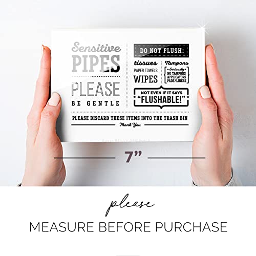 5x7 Inch Sensitive Pipes Designer Bathroom Sign ~ Ready to Stick, Lean or Frame ~ Premium Acrylic Plexiglass, Durable (White)