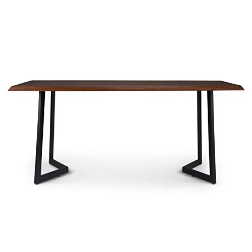 SIMPLIHOME Watkins SOLID MANGO WOOD 72 inch x 36 inch Rectangle Industrial Contemporary Dining Table with Inverted Metal Base in Dark Brown, for the Dining Room and Kitchen, Industrial Contemporary
