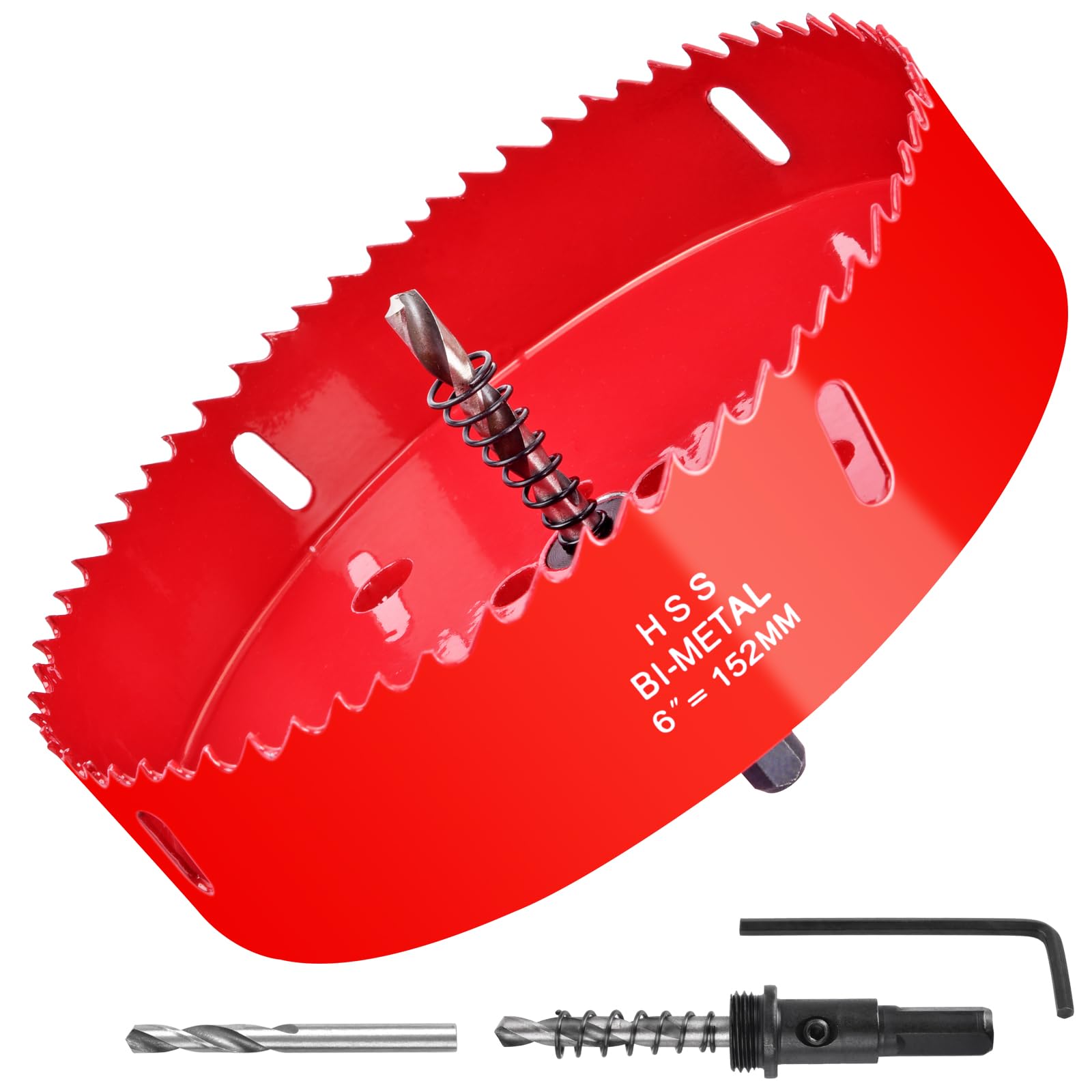 6 Inch(152mm) Hole Saw for Wood, Plastic Board, Ceiling, Drywall, Plasterboard, and Metal Sheet - HSS Bi-Metal Hole Cutter with Pilot Drill Bit