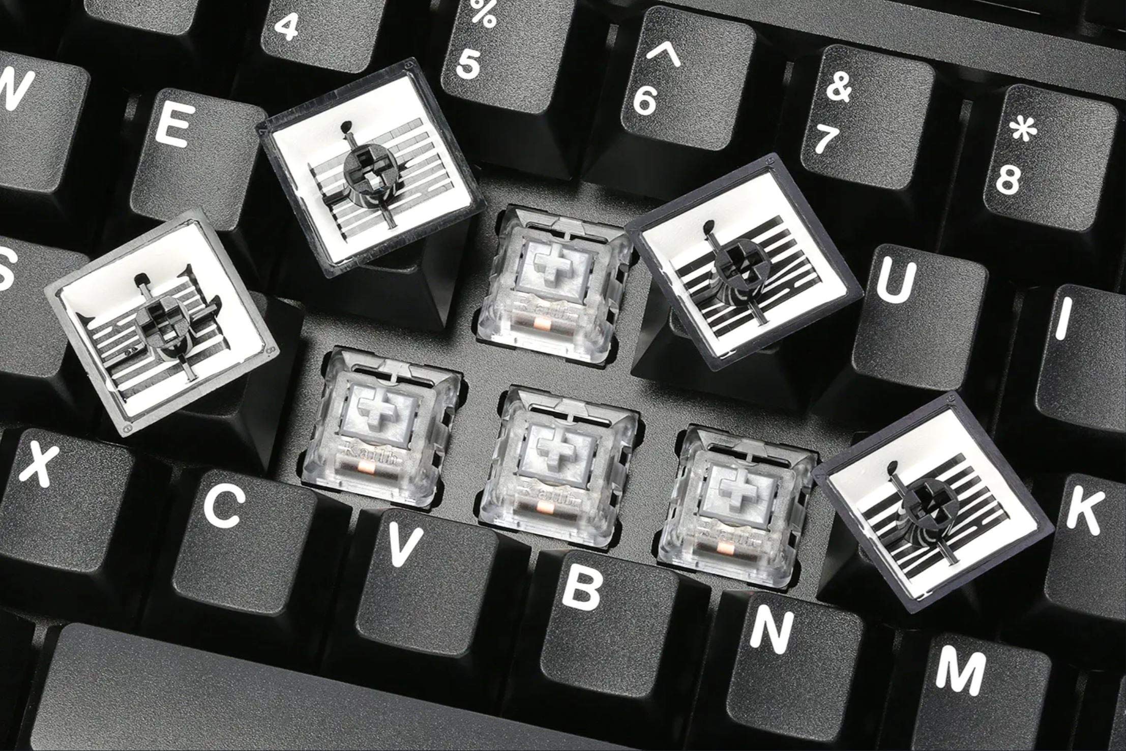 DROP GMK White-On-Black Custom Mechanical Keyboard Keycap Set - 146-keys, Doubleshot ABS Bow, Cherry Profile, for 60%, TKL, 1800 Layouts, etc.,