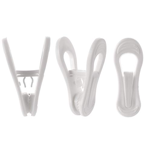 Yopay 50 Pack Hanger Clips for Hangers, Multi-Purpose Plastic Hanger, Easily Clip on Clothing Pants, Strong Pinch Finger Clips for Home, Office, Travel, White