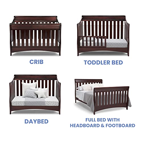 Delta Children Bentley S Series 4-in-1 Convertible Baby Crib, Black Cherry Espresso