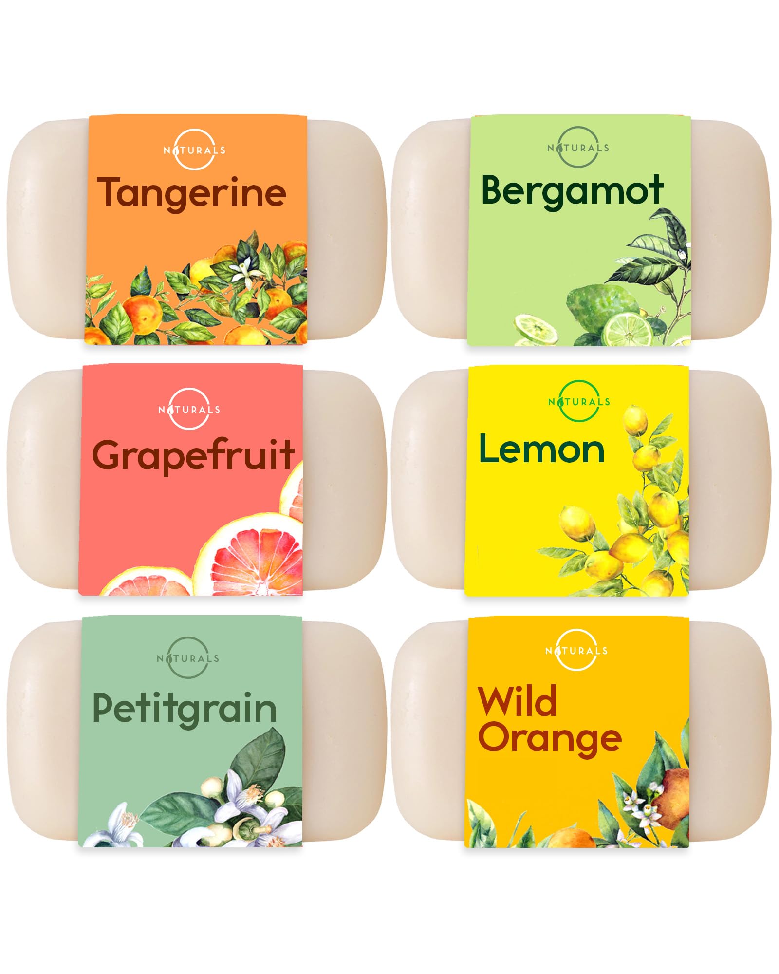O NATURALS 100% Natural Bar Soap - Assorted 6 PCS Soap Gift Set - Organic Ingredients & Essential Oils - Spa Gifts for Women & Men, Body Wash Soap Bar & Face Soap - Moisturizing Organic Citrus Soap