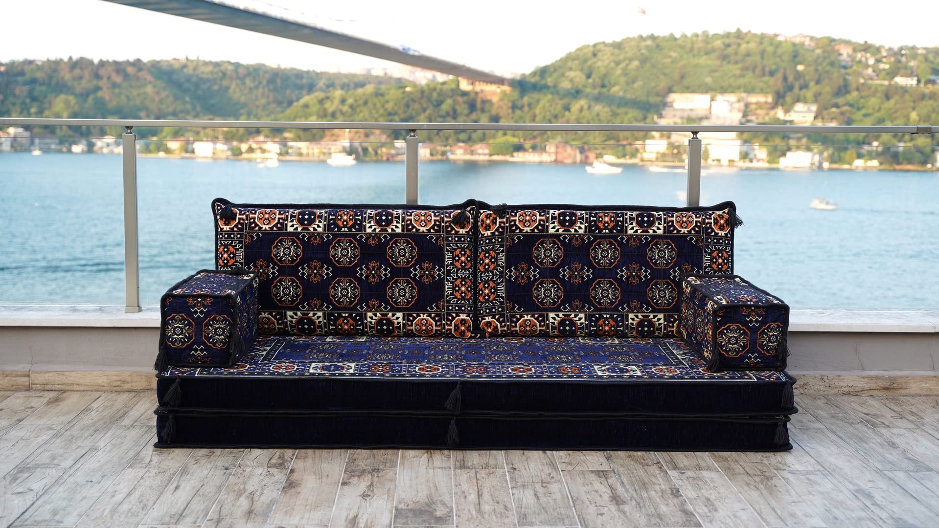 8'' Thickness Navy Blue Arabic Sofa Floor Seating Set, Sofa Bed, Pallet Sofa, Floor Cushions, Sectional Sofa, Arabic Majilis, Ottoman Couch, Arabic Jalsa