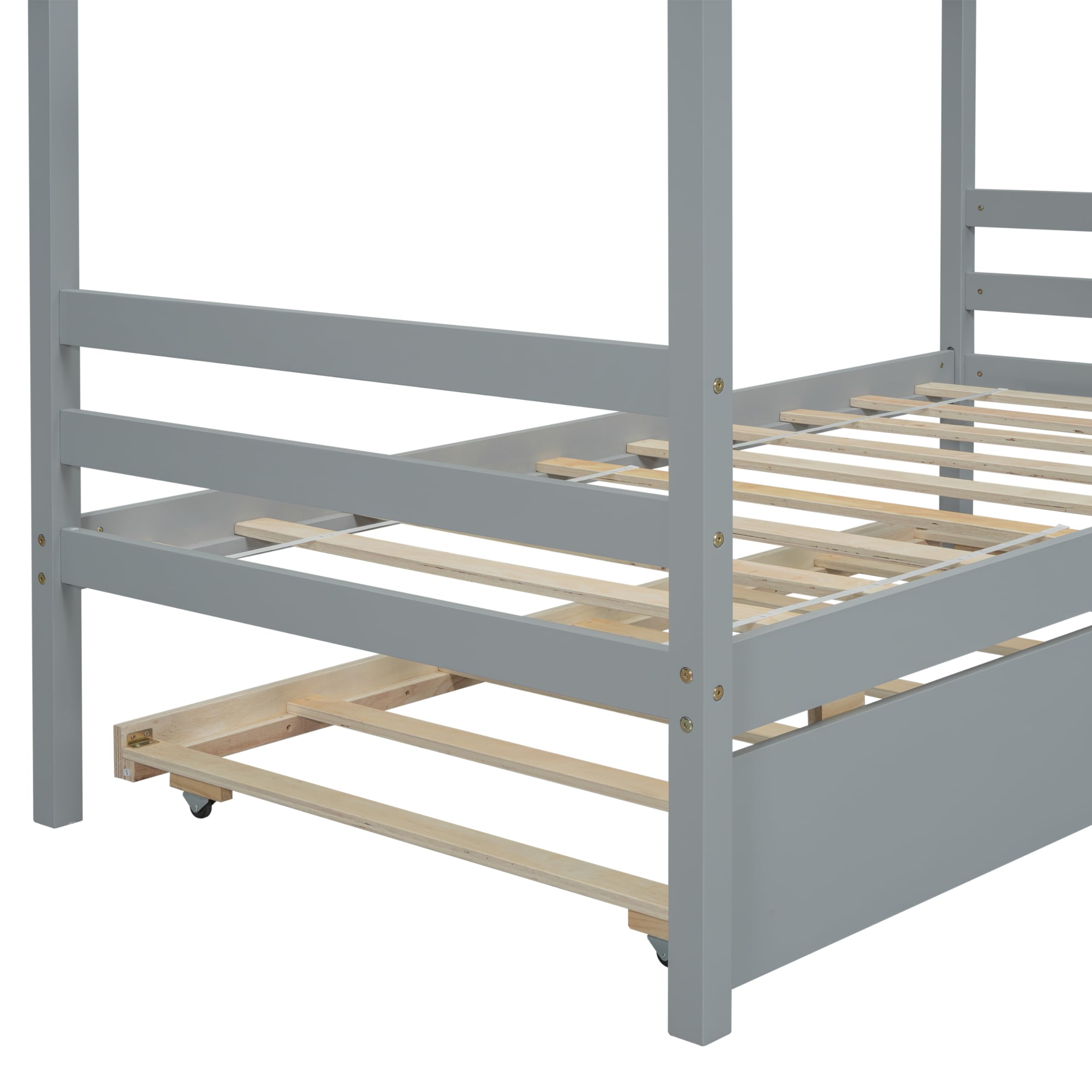 Twin Size House Bed for Kids, Adorable House Bed Frame with Trundle, Twin Playhouse Platform Bed for Boys,Girls(Twin,White)