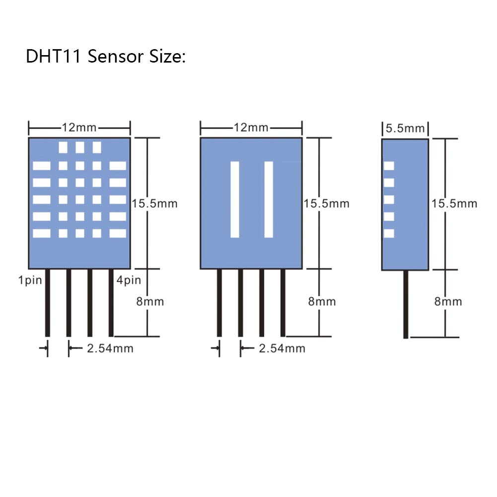 Treedix 5pcs DHT11 Temperature Humidity Sensor Module Digital Output 3.3V-5V with Dupont Line Compatible with Arduino