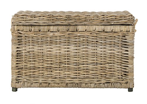 happimess HPM9003B Jacob 30" Wicker Storage Trunk, Collapsible for flat storage, Rattan-Kubusoft Gray, Coastal for Office, Dorm Room-LivingRoom, Bedroom, Dining Room, Natural