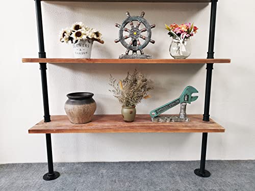 Anynice 6 Tier Industrial Ladder Pipe Shelf Bookcase, Rustic Wall Mounted Pipe Bookshelves for Decor and Storage