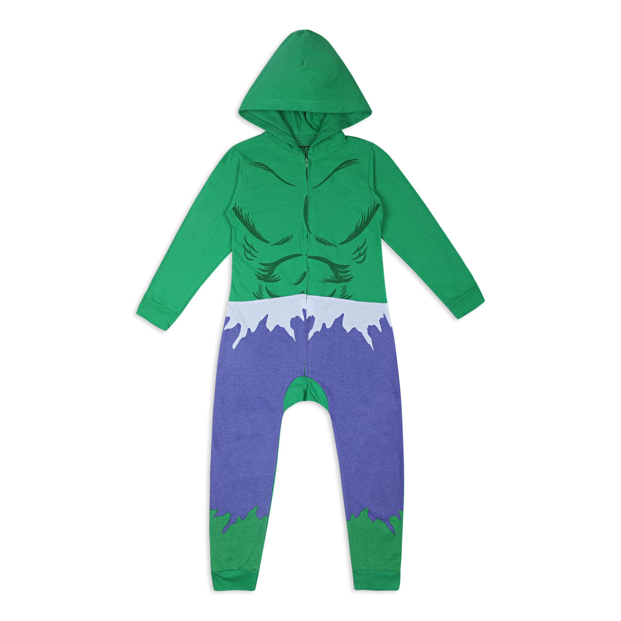 Marvel Hulk, Captain America, Iron Man or Spider-Man Boys Zip Up Hooded Coverall for Infant and Toddler