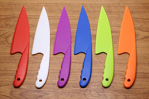 PENTA ANGEL 6 Colors Plastic Kitchen Knife Set Nylon Knife Children Safety Cooking Chef Knives for Fruit Lettuce Vegetable Salad Bread (6 Colors)